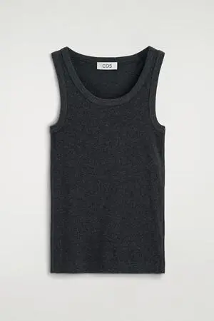 Cos Ribbed Organic Cotton Tank Top - Gray