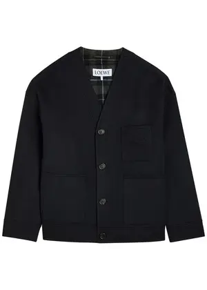 Loewe Embossed-anagram Wool And Cashmere-blend Cardigan