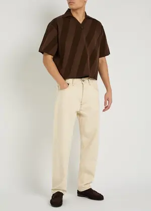 Jacquemus Le Polo Maille Striped Close-knit Polo Shirt - Brown