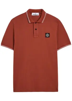 Stone Island Piqué Cotton Polo Shirt - Red