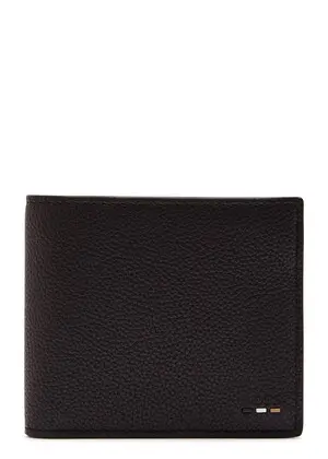 BOSS Ray Logo Grained Leather Wallet - Dark Brown