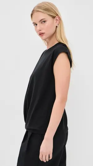 Vince Relaxed Drape Top - Black