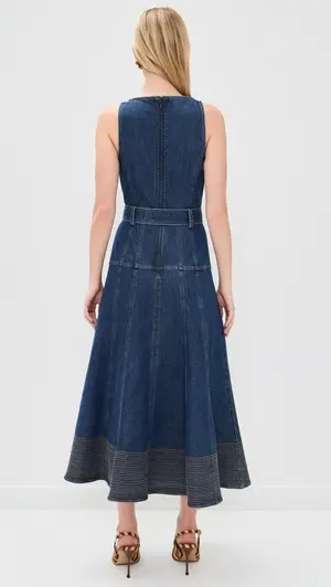 Cinq À Sept Kehlani Sleeveless Midi Denim Dress - Tide