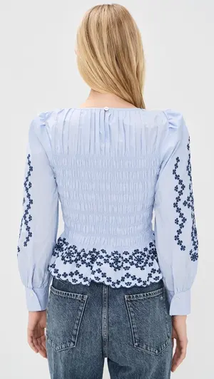 Rails Floral Embroidered Tabi Blouse