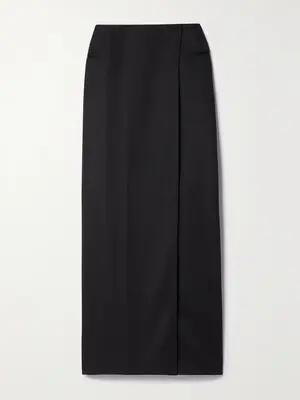 Brioni Barathea Gaia Wool Maxi Wrap Skirt