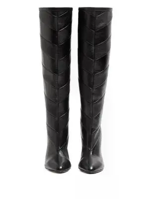 Valentino Garavani Leather Patchwork Block Heel Boots - Black