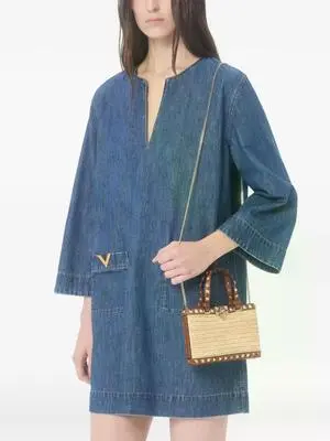Valentino Garavani Mini Rockstud Raffia Tote