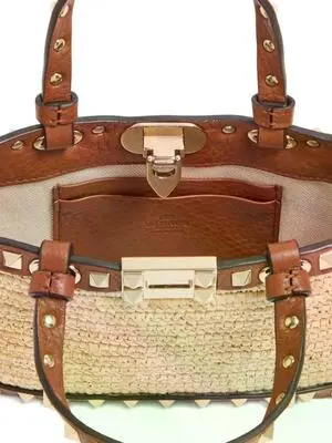 Valentino Garavani Mini Rockstud Raffia Tote