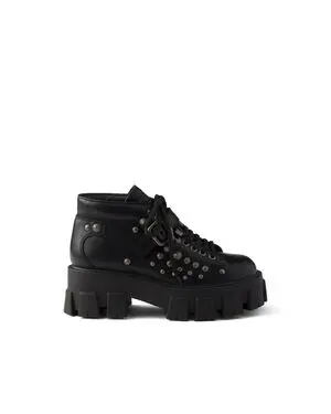 Prada Monolith Studded Leather Booties