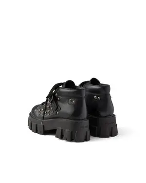 Prada Monolith Studded Leather Booties