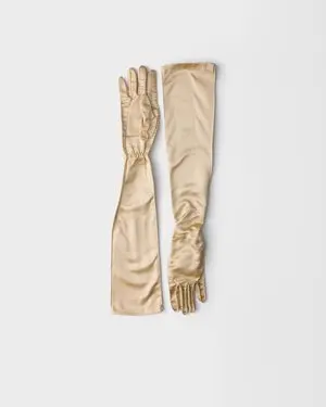 Prada Satin Evening Gloves - Apricot