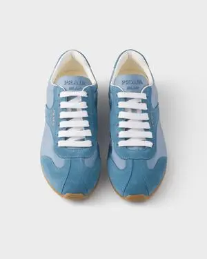 Prada Re-nylon And Suede Laced Sneakers - Astral Blue