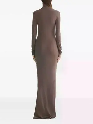 MUGLER Zip High-neck Floor-length Dress - Brown