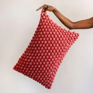 KANJU INTERIORS Cotton Bobbles Textured Throw Pillowcover Only - Cerise
