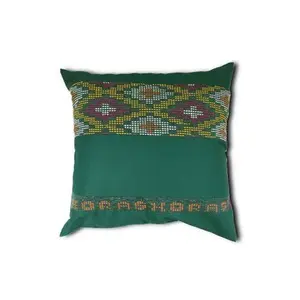 KASIH CO-OP Handwoven Ikat Pillow Cover - Green And Yellow