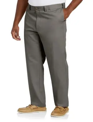 B+T ESSENTIALS Flat-front Twill Pants - Grey