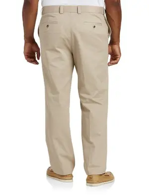 B+T ESSENTIALS Flat-front Twill Pants - Khaki