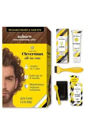 CLEVERMAN Reusable Beard & Hair Dye Kit - Auburn