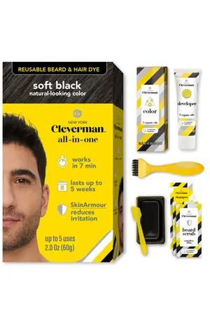 CLEVERMAN Reusable Beard & Hair Dye Kit Soft Black