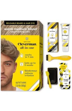 CLEVERMAN Reusable Beard & Hair Dye Kit Warm Medium Blond