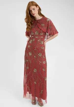 BEAUUT Embellished Sequin Beaded Maxi Gown