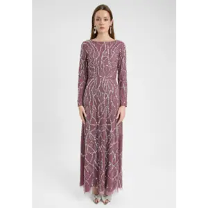 MARYISA Embellished A-line Maxi Dress - Mauve
