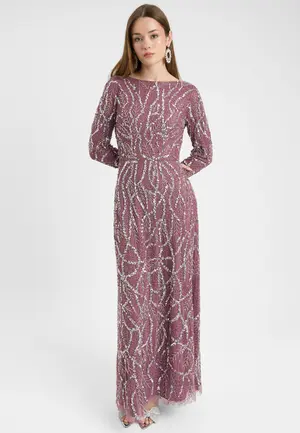 MARYISA Embellished A-line Maxi Dress - Mauve