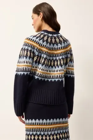MARIE OLIVER Dion Fair Isle Yoke Sweater - Sea
