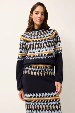 MARIE OLIVER Dion Fair Isle Yoke Sweater - Sea