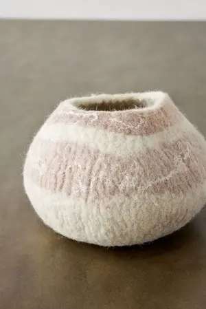 KANJU INTERIORS Soft Harmony Ukhamba Wool Bowlsingle - Stone