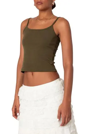 EDIKTED Deanna Crop Camisole - Olive