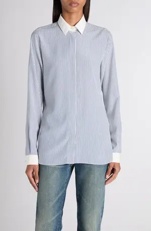 TOM FORD Striped Silk Button-up Shirt