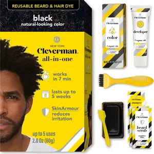 CLEVERMAN Coarse & Coily Hair · Reusable Beard & Hair Dye Kit - Black