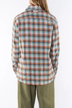 ARIKO Gender Inclusive Soft Plaid Shirt - Green/orange