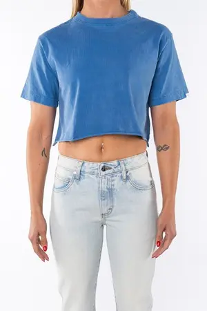 ARIKO Cropped Boxy Fit Tee - Blue Wave