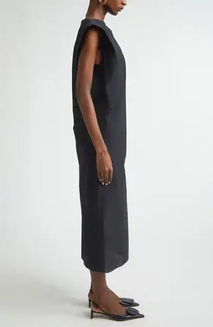 Jacquemus La Robe Drap Asymmetric Midi Dress - Black