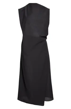 Jacquemus La Robe Drap Asymmetric Midi Dress - Black