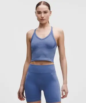 Blue Cropped Athletic Tops for Women