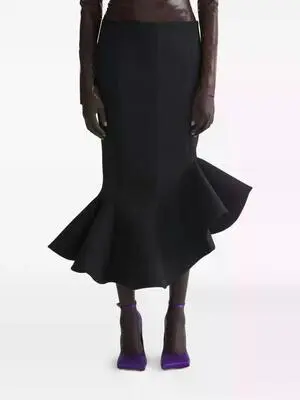 MUGLER Ruffled Hem Skirt - Black