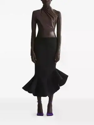 MUGLER Ruffled Hem Skirt - Black