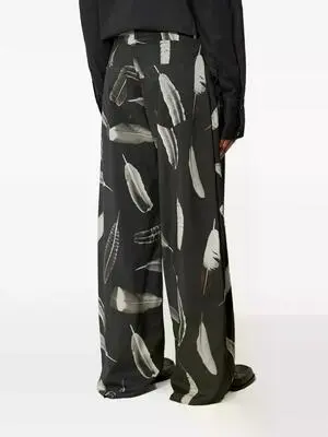 COUNTY OF MILAN Feather-print Wide Leg Trousers