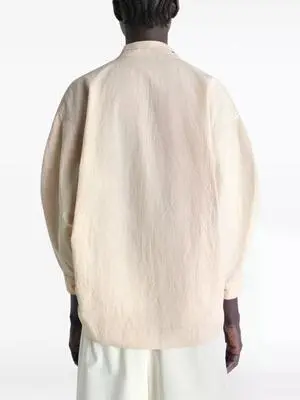 LEMAIRE Long Sleeve Scarf Shirt In Beige Crêpe - Neutrals