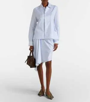 JW Anderson Striped Asymmetric Cotton Poplin Shirt