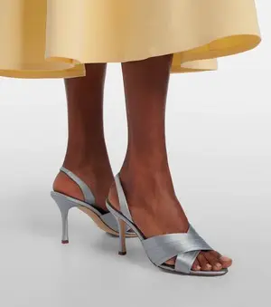 Manolo Blahnik Viera 90 Satin Slingback Sandals - Blue