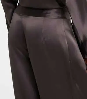 THE SEI Silk Satin Wide-leg Trousers - Grey