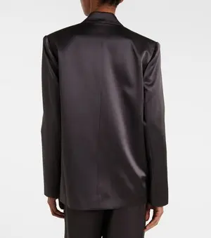 THE SEI Double-breasted Silk Satin Blazer
