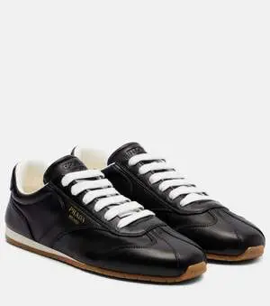 Prada Leather Lace-up Sneakers - Black