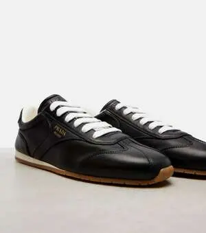 Prada Leather Lace-up Sneakers - Black