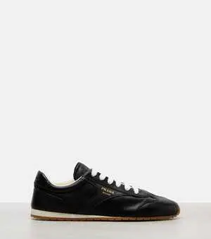 Prada Leather Lace-up Sneakers - Black