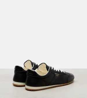 Prada Leather Lace-up Sneakers - Black